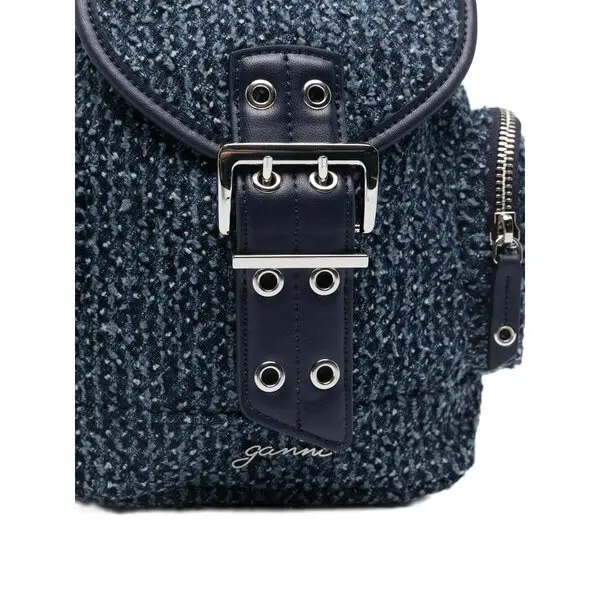 GANNI Buckle Fastened Drawstring Backpack - Blue