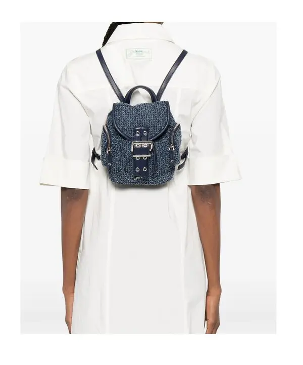 GANNI Buckle Fastened Drawstring Backpack - Blue