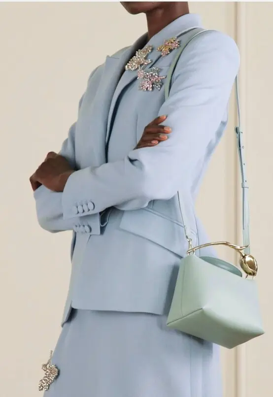 Erdem Bloom Mini Leather Shoulder Bag - Blue