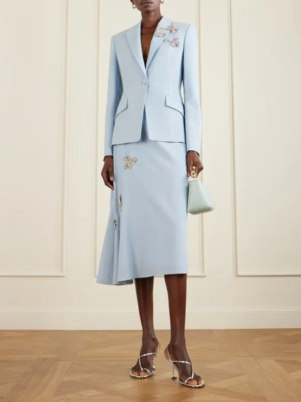 Erdem Bloom Mini Leather Shoulder Bag - Blue
