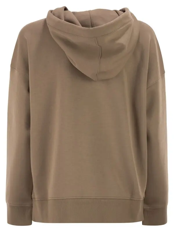 Max Mara Logo Embroidered Hooded Hoodie - Camel