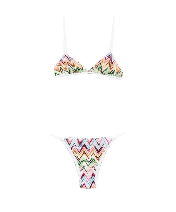 Missoni Chevron Triangle Bikini - White