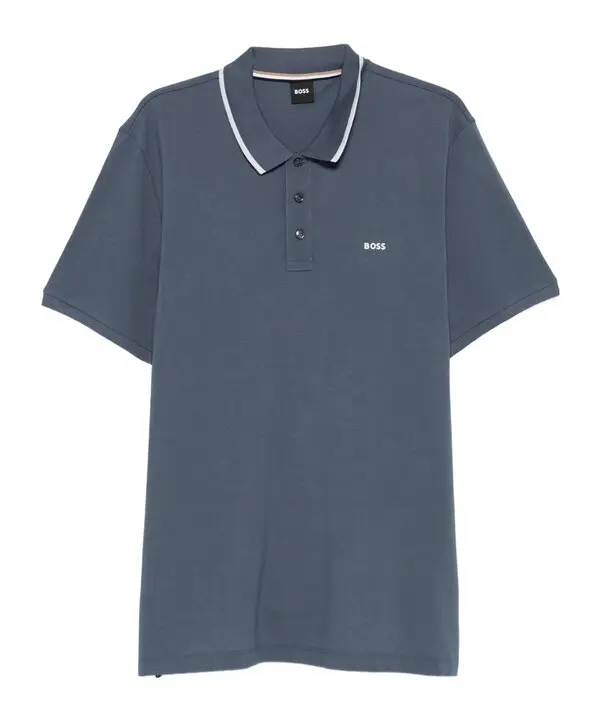 Hugo Boss Logo Trim Polo Shirt - Gray