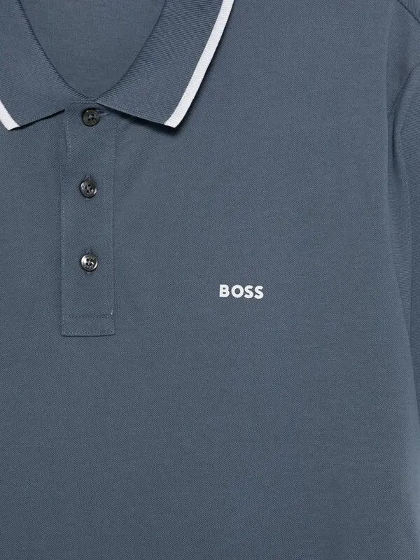 Hugo Boss Logo Trim Polo Shirt - Gray