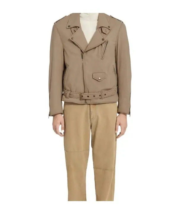 MAISON MARGIELA Belted Zip-up Biker Jacket - Light Brown