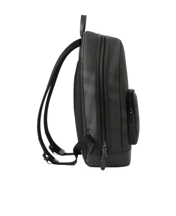 Burberry Logo Printed Checked Leather Backpack