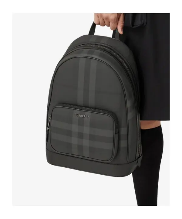 Burberry Logo Printed Checked Leather Backpack