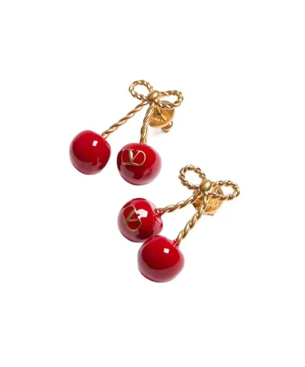Valentino Garavani Cherry Bow Detailed Earrings