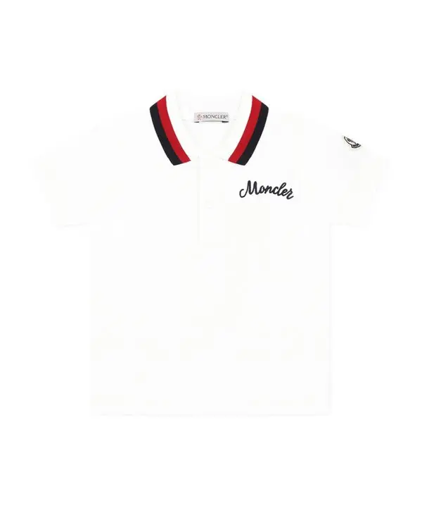 Moncler Embroidered Logo Cotton Polo Shirt - White