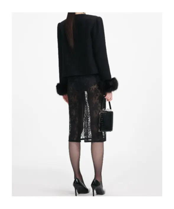 SELF-PORTRAIT Faux Fur-cuff Buttoned Jacket