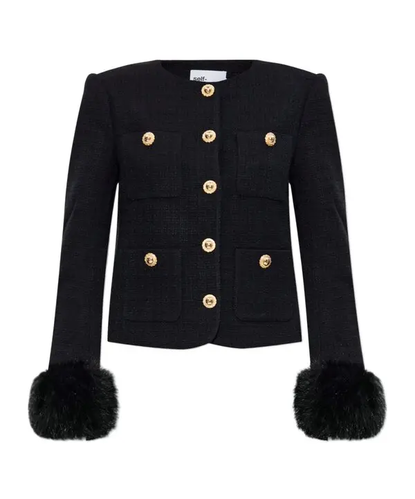 SELF-PORTRAIT Faux Fur-cuff Buttoned Jacket