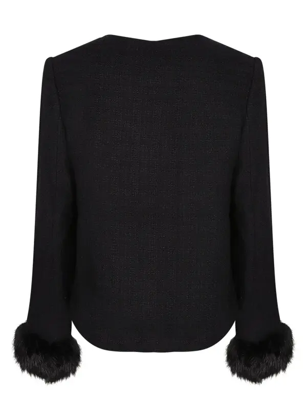SELF-PORTRAIT Faux Fur-cuff Buttoned Jacket