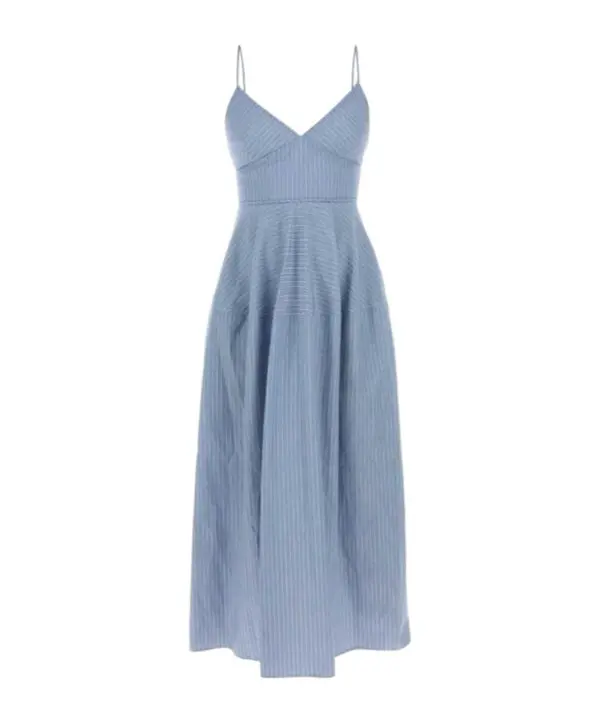 Co Basque Striped Midi Dress - Blue