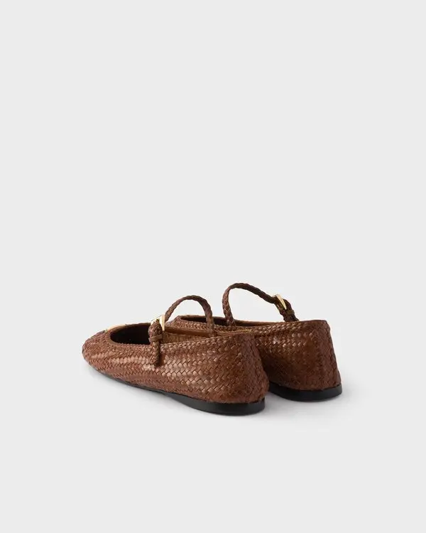 Prada Leather Ballerinas With Buckle Detailing
