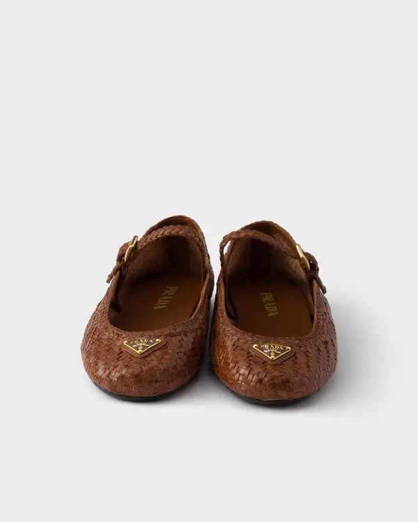 Prada Leather Ballerinas With Buckle Detailing