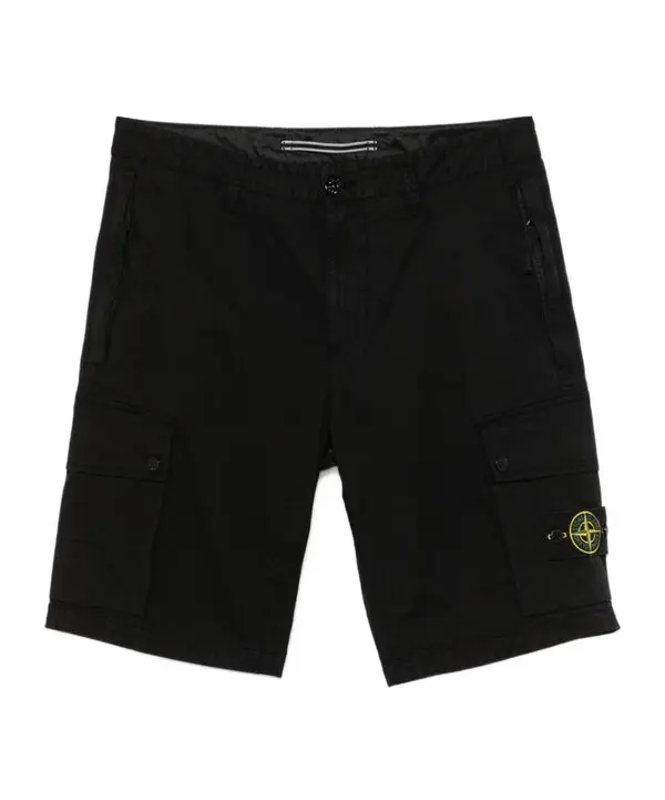 Stone Island Logo Patch Cargo Shorts - Black