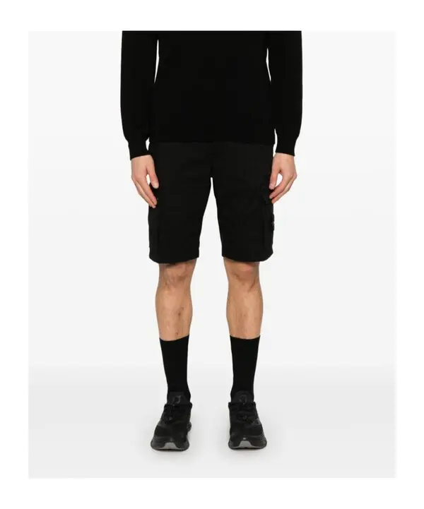 Stone Island Logo Patch Cargo Shorts - Black