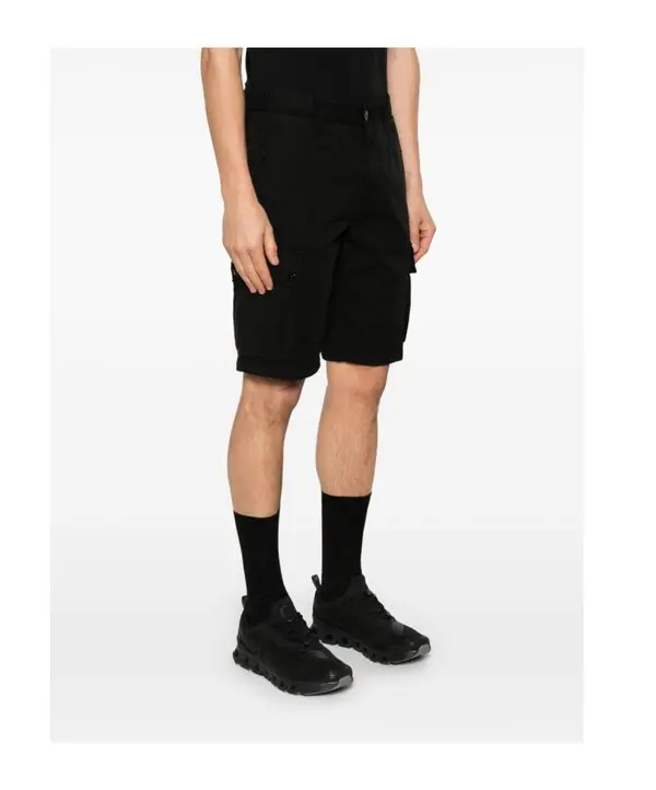 Stone Island Logo Patch Cargo Shorts - Black