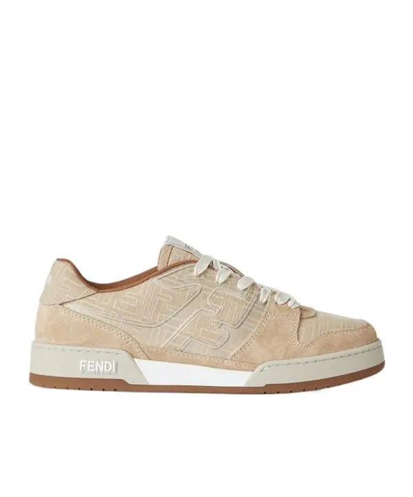 Fendi Ff Jacquard Low-top Sneakers - Beige