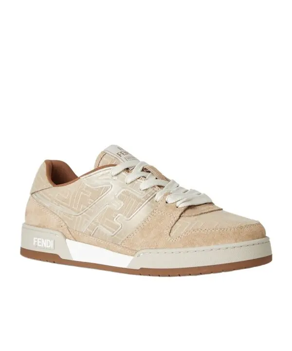Fendi Ff Jacquard Low-top Sneakers - Beige
