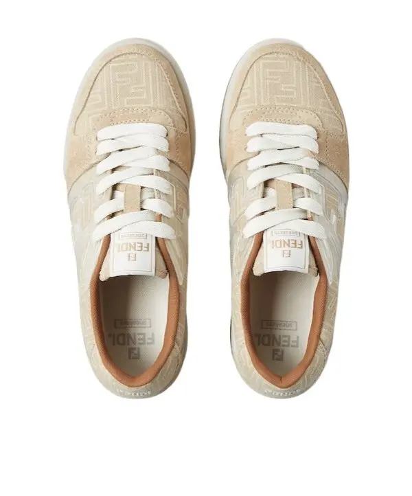 Fendi Ff Jacquard Low-top Sneakers - Beige