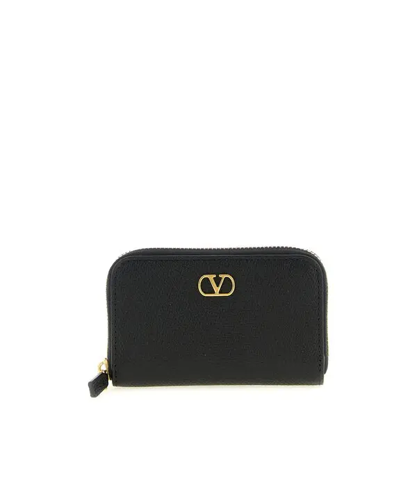 Valentino Garavani Zip-around Logo Wallet - Black