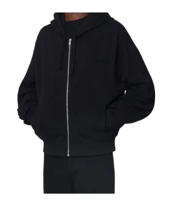 Alexander McQueen Logo Embroidered Zip-up Hoodie - Black