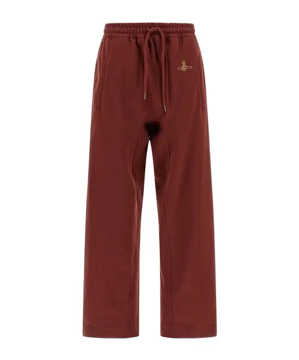 VIVIENNE WESTWOOD Drawstring Logo Embroidered Wide Leg Joggers - Red