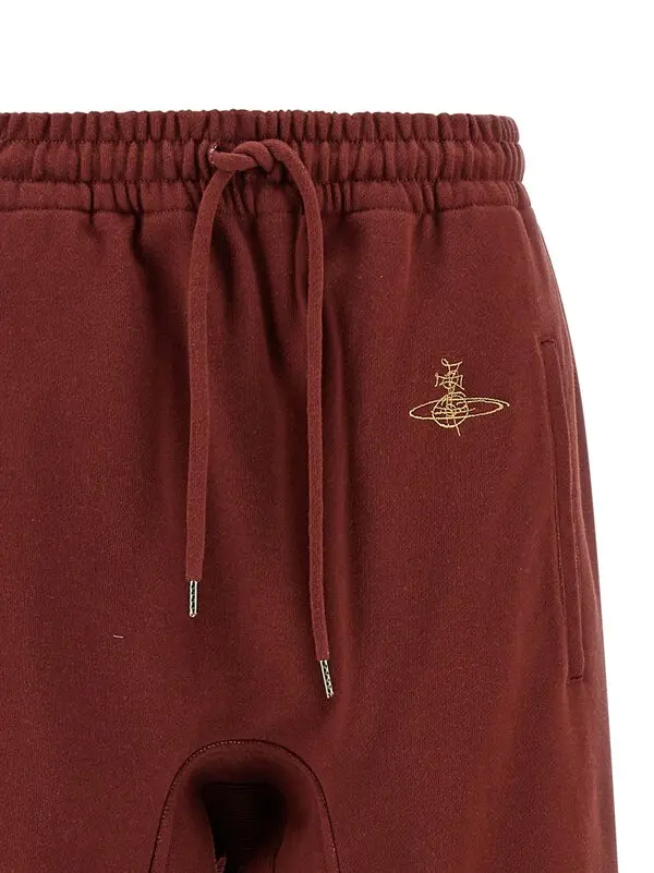 VIVIENNE WESTWOOD Drawstring Logo Embroidered Wide Leg Joggers - Red