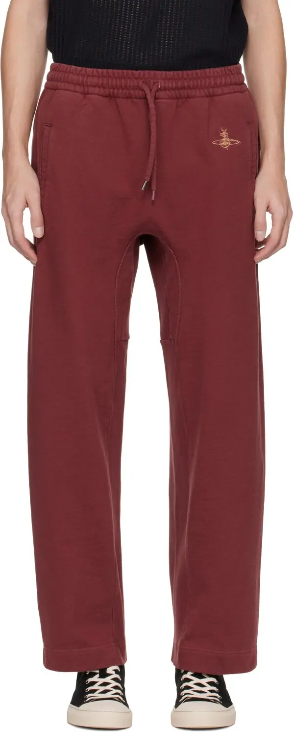 VIVIENNE WESTWOOD Drawstring Logo Embroidered Wide Leg Joggers - Red