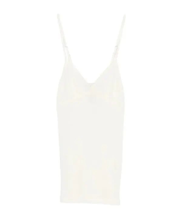 FORTE_FORTE Embroidered Wool Ribbed Jersey Tank Top