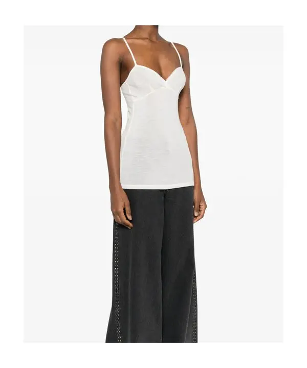 FORTE_FORTE Embroidered Wool Ribbed Jersey Tank Top