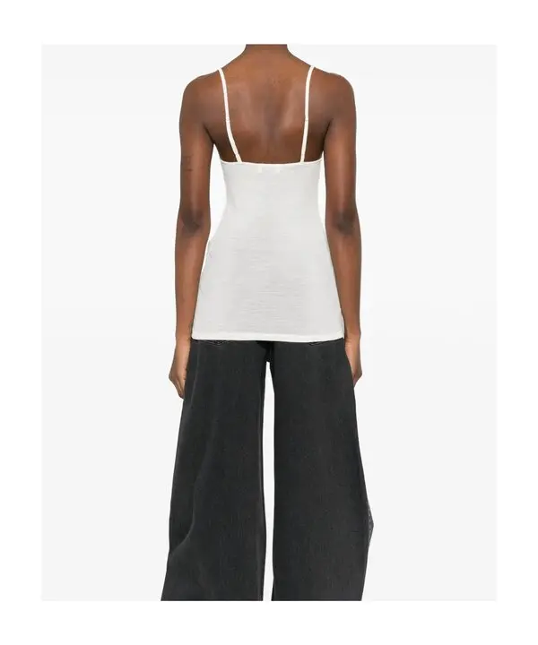 FORTE_FORTE Embroidered Wool Ribbed Jersey Tank Top