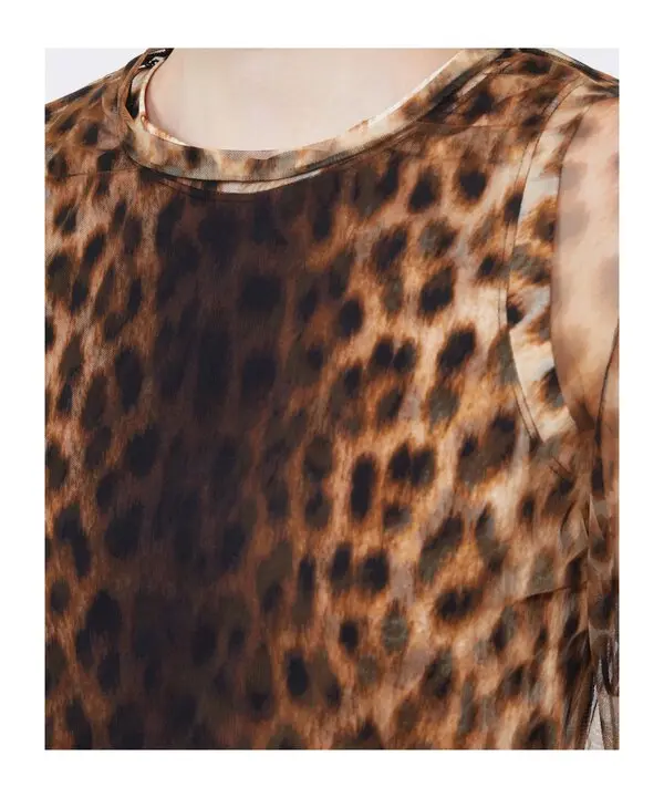 Sportmax Zebu Animal-print Sheer Long Sleeve Top - Beige