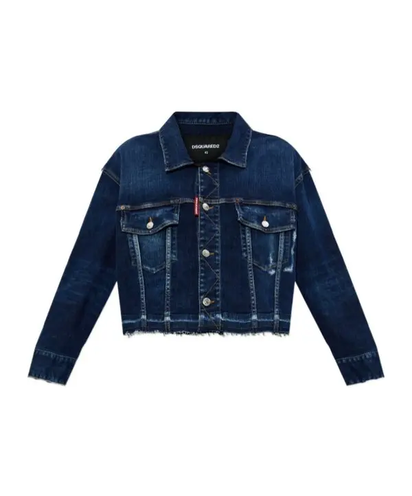 Dsquared2 Distressed Cropped Denim Jacket