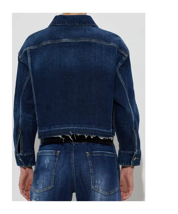 Dsquared2 Distressed Cropped Denim Jacket