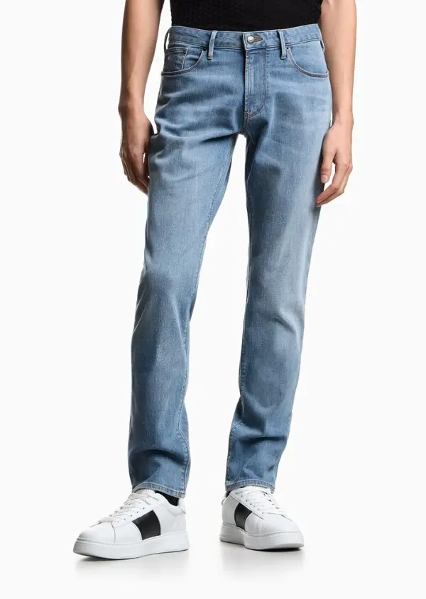 Emporio Armani Washed Slim Fit Jeans - Blue