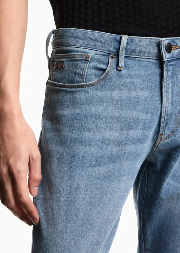 Emporio Armani Washed Slim Fit Jeans - Blue
