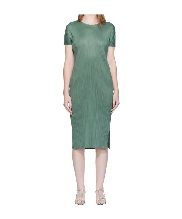 PLEATS PLEASE BY ISSEY MIYAKE Short Sleeve Pleated Midi Dress