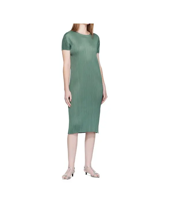 PLEATS PLEASE BY ISSEY MIYAKE Short Sleeve Pleated Midi Dress