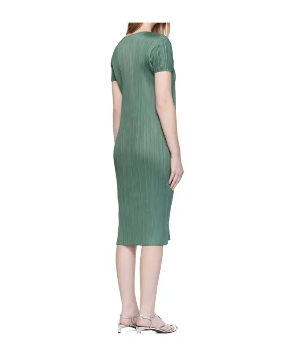 PLEATS PLEASE BY ISSEY MIYAKE Short Sleeve Pleated Midi Dress