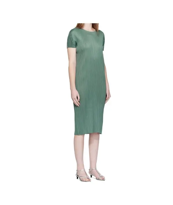 PLEATS PLEASE BY ISSEY MIYAKE Short Sleeve Pleated Midi Dress
