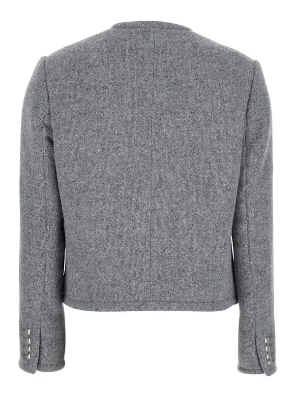 DUNST Collarless Tweed Buttoned Jacket - Gray