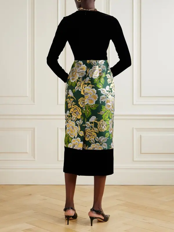 Carolina Herrera Floral Jacquard Midi Dress