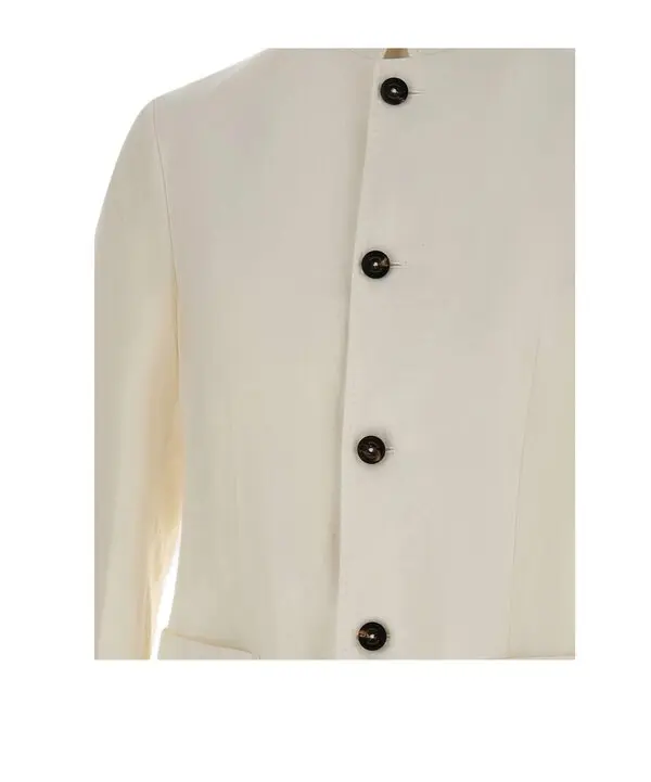 Eleventy Stand Collar Buttoned Blazer - Nude
