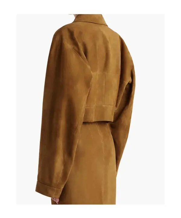 Khaite Sue Suede Cropped Jacket - Toffee