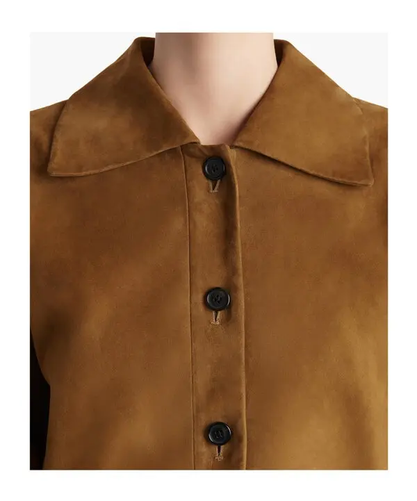 Khaite Sue Suede Cropped Jacket - Toffee