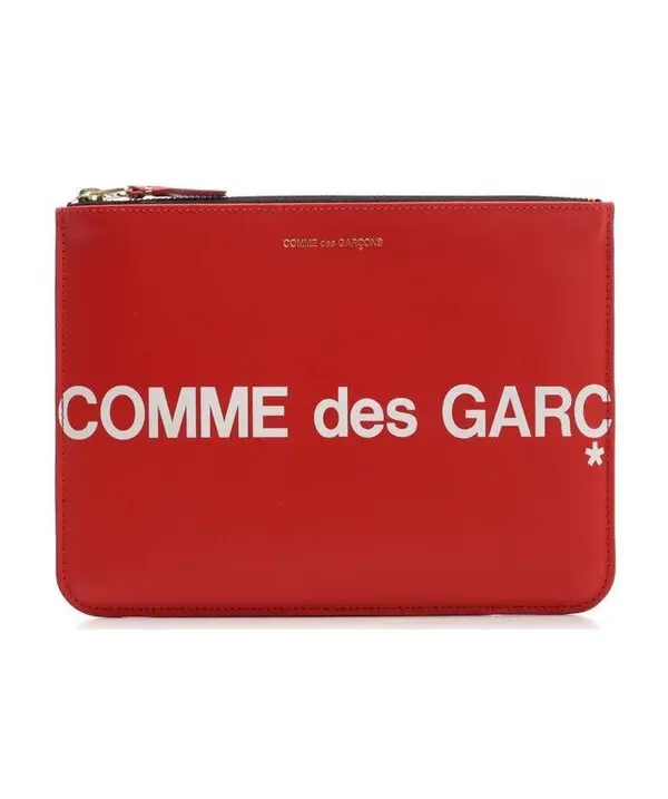 Comme Des Garçons Logo Printed Clutch - Red