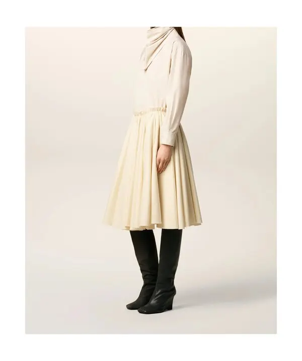 AMI Paris Elasticated-waist Midi Skirt - Ivory