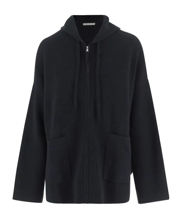 ALLUDE Zip-up Hooded Sweater